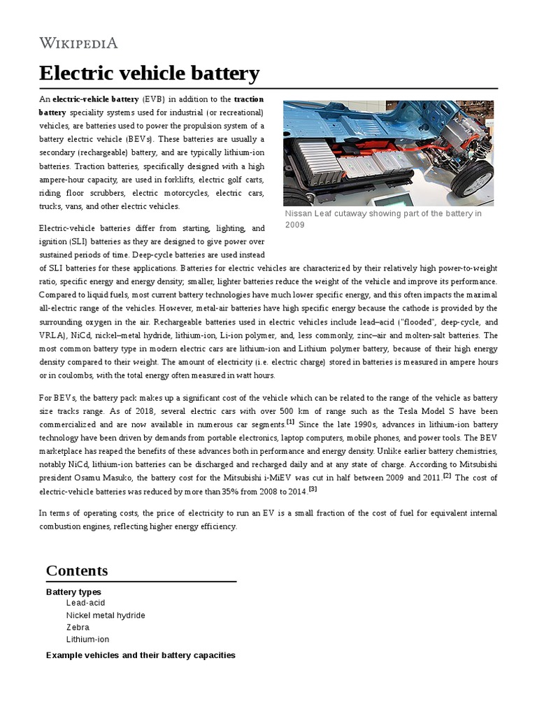 Electric Vehicle Battery | PDF | Electric Vehicle | Electric Car