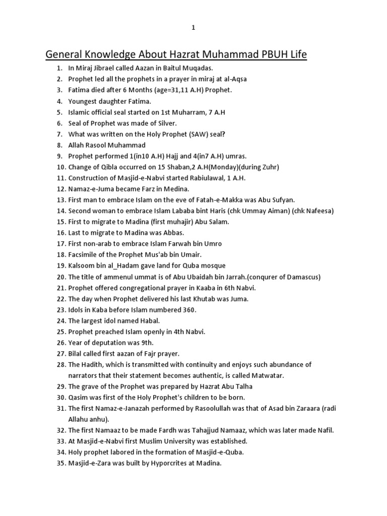 Key Events in Prophet Muhammad's Life | PDF | Medina | Muhammad
