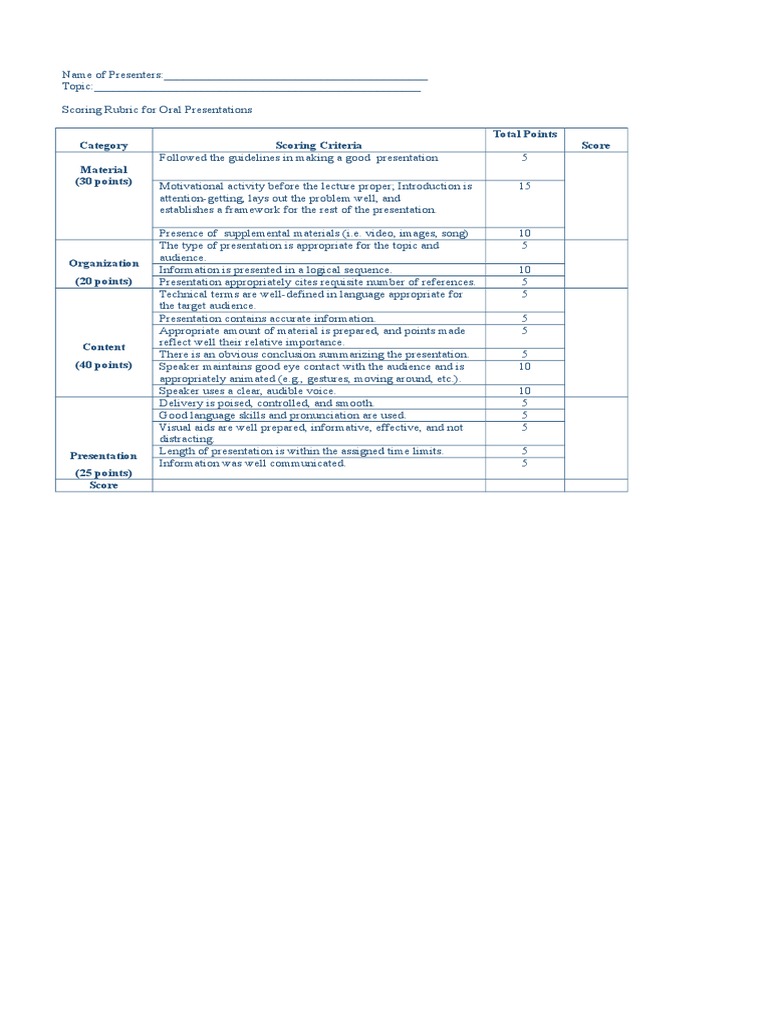 Rubric Presentation Pdf Rubric Academic Semiotics