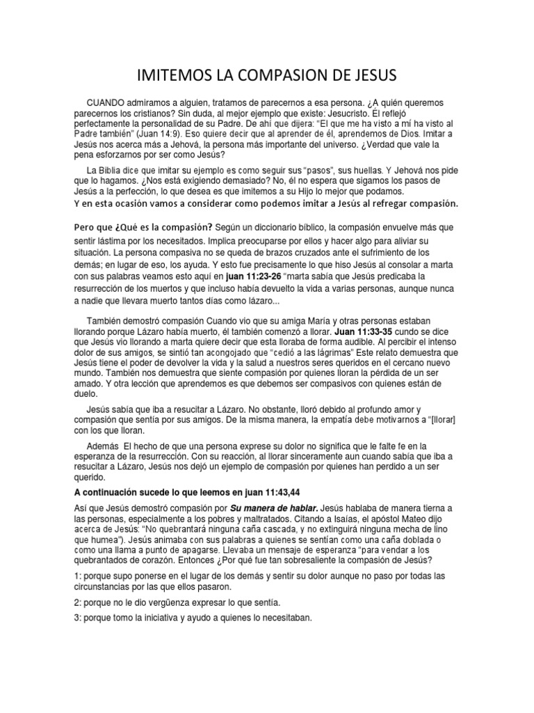 Imitemos La Compasion de Jesus | PDF | Resurrección | Compasión
