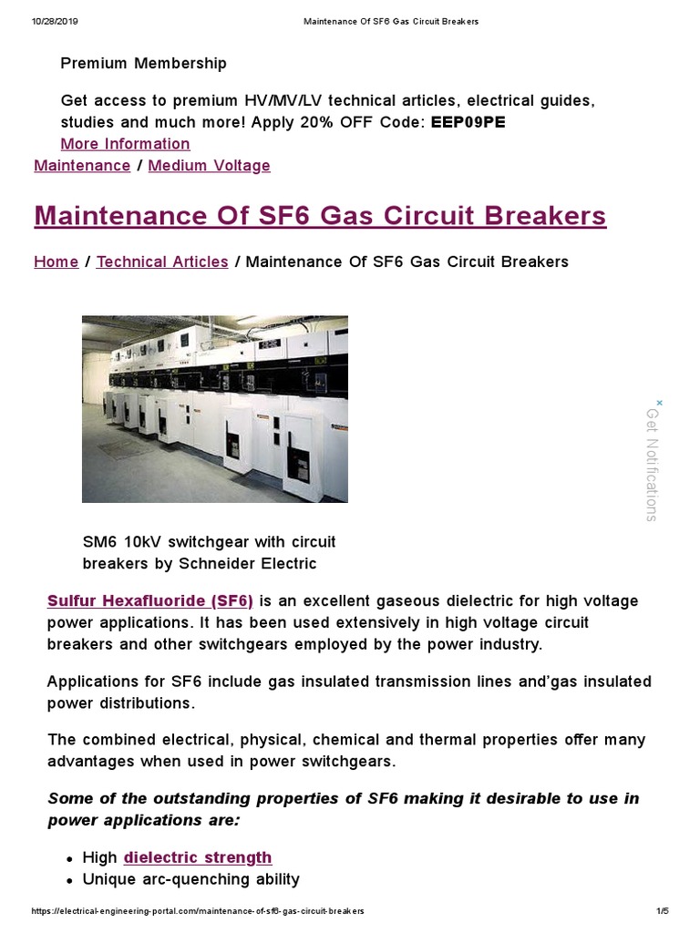 Maintenance of SF6 Gas Circuit Breakers | PDF | Electrical Breakdown ...