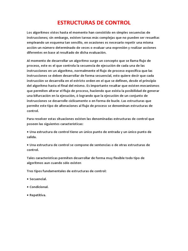 Estructuras de Control | PDF | Algoritmos | Flujo de control