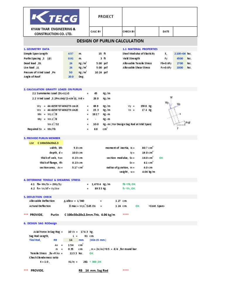 Purlin Design | PDF | Strength Of Materials | Mechanics