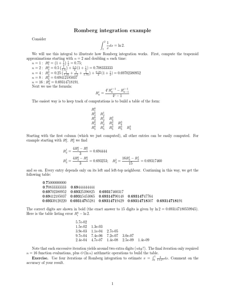 Romberg | PDF | Computational Science | Mathematics Of Computing