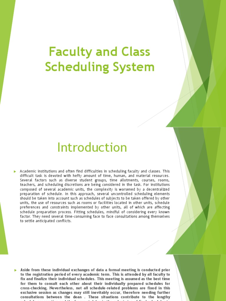 Faculty and Class Scheduling System Presentation | PDF | Scheduling ...