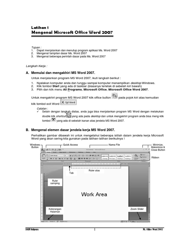 Panduan Latihan Ms. Word 2007 PDF | PDF