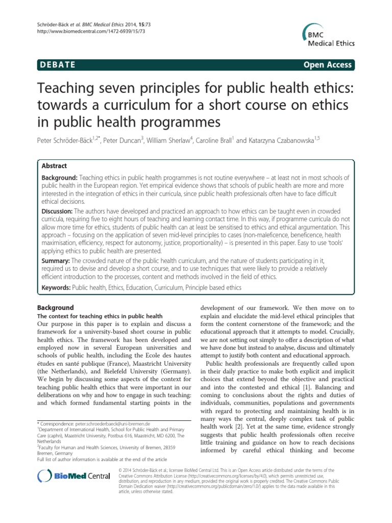 Teaching 7 Principles For Public Health Ethics | PDF | Autonomy ...
