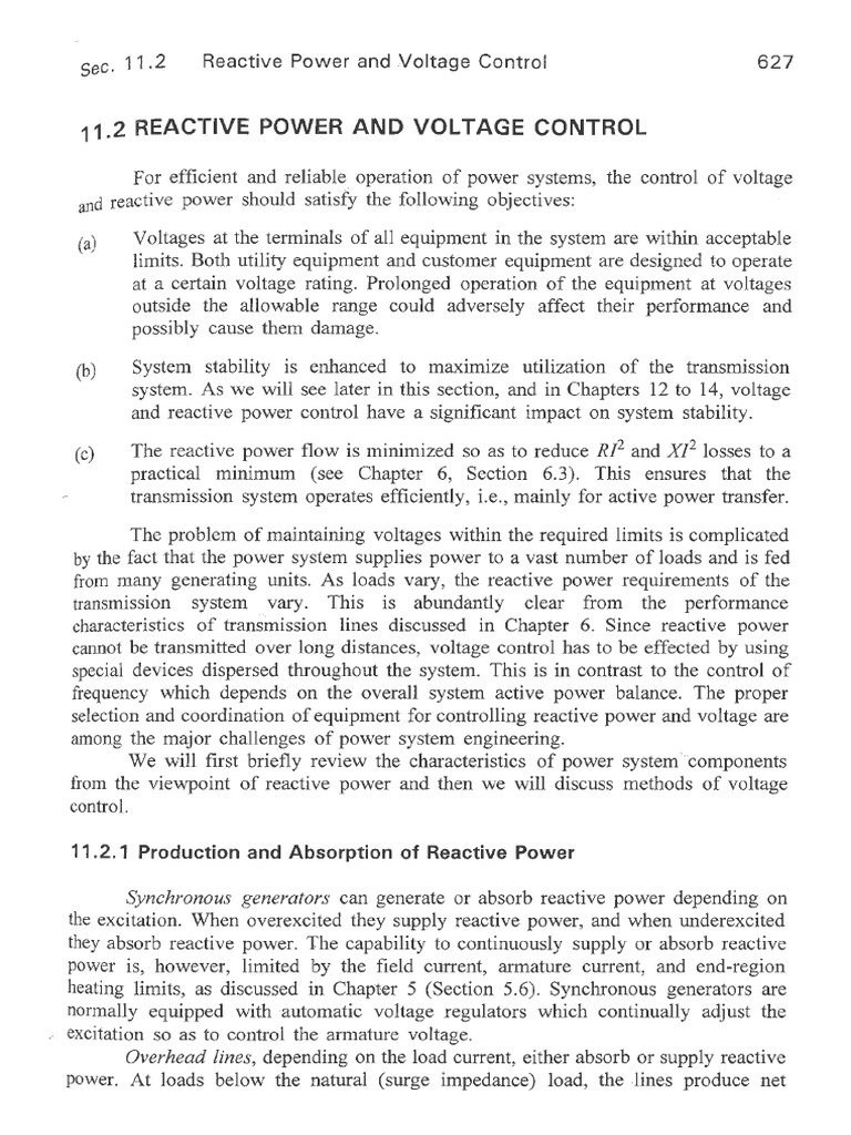 Chapter 11.2 Reactive Power and Voltage Control PDF | PDF