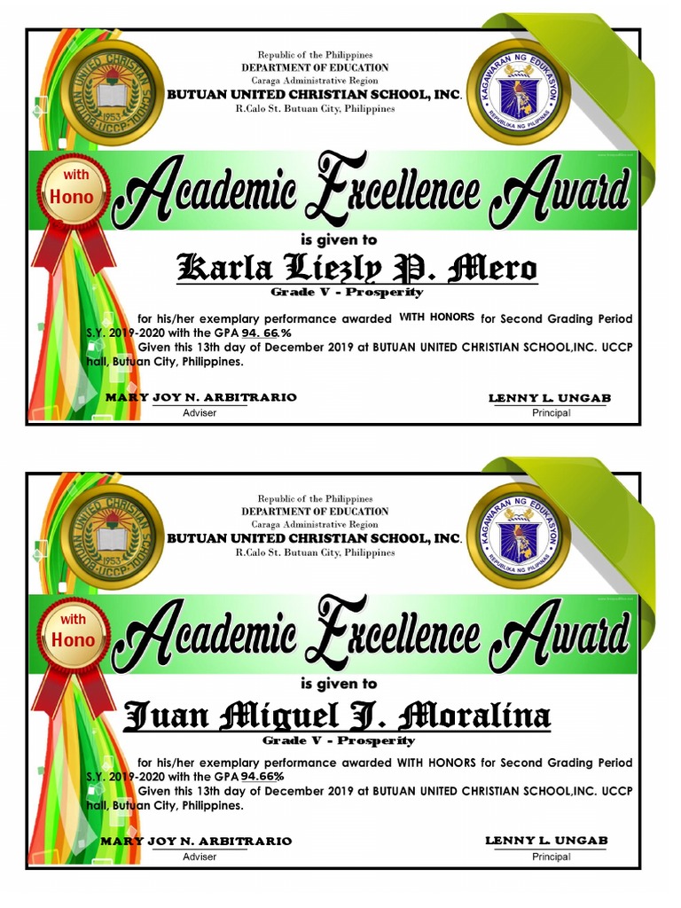 1st Copy2nd-Grading-Academic-Excellence-Award-Certificate | PDF
