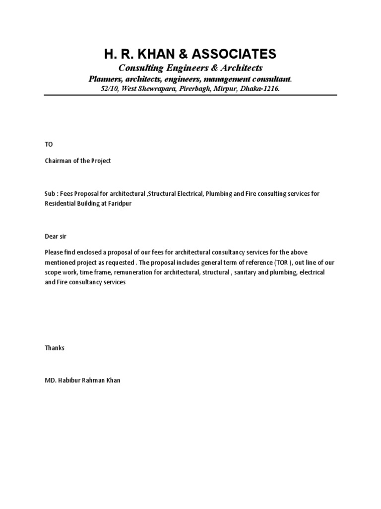 Proposal Fee | PDF | Architect | Economic Sectors