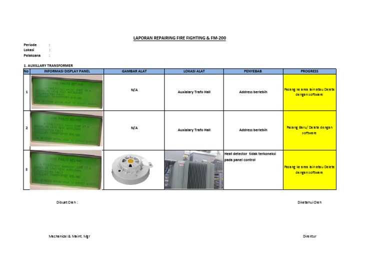 Contoh Laporan Repair FIRE FIGHTING | PDF
