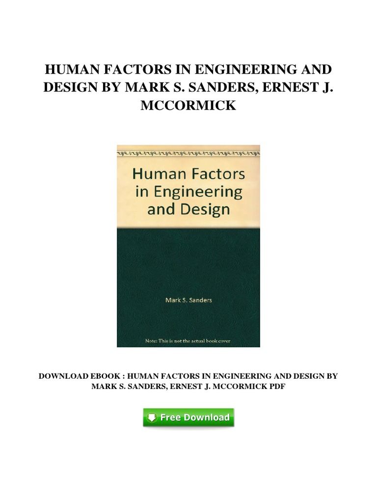 Human Factors in Engineering and Design by Mark S Sanders Ernest J ...