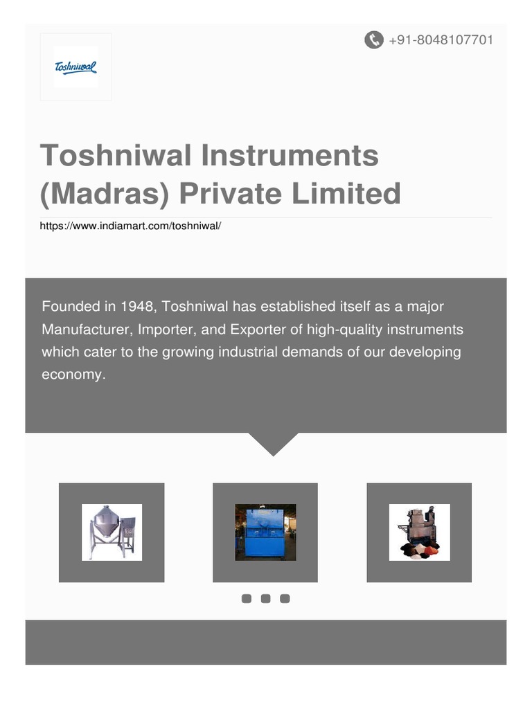 Toshniwal Instruments: Process Solutions | PDF | Vacuum | Engineering