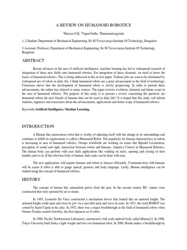 Humanoid Robotics | PDF | Robot | Robotics