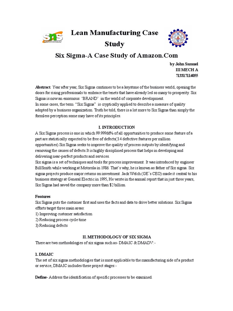 Lean Amazon Six Sigma Case Study | PDF | Six Sigma | Business Process
