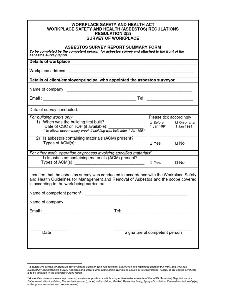 Asbestos Survey Summary Form | PDF | Asbestos | Building Insulation