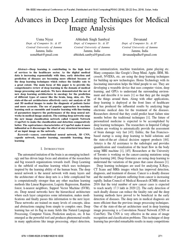 Advances In Deep Learning Techniques For Medical Image Analysis PDF