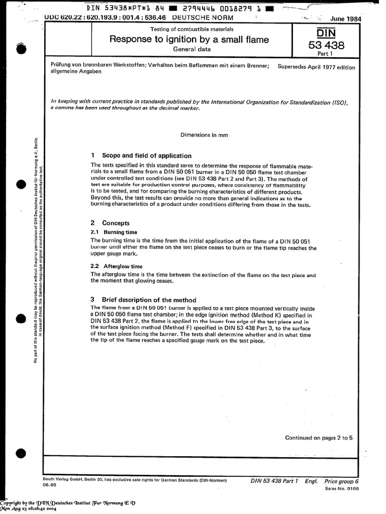 Standard DIN 53438-1 | PDF