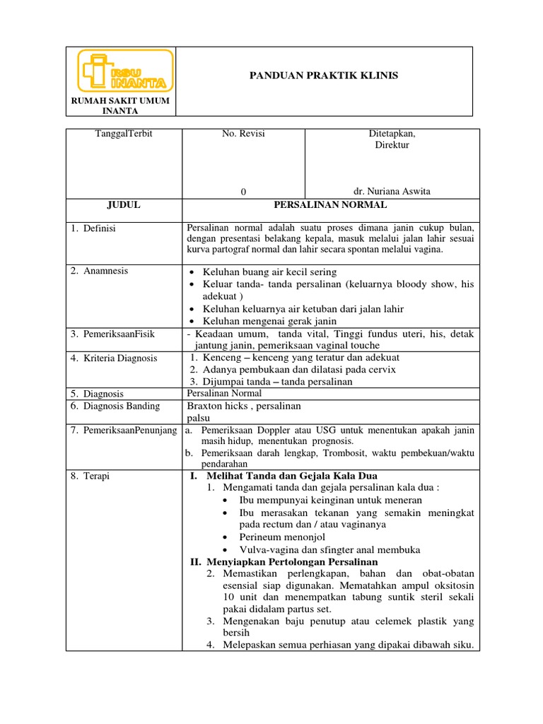 Panduan Persalinan Normal di RS Inanta | PDF | Pengembangan Diri