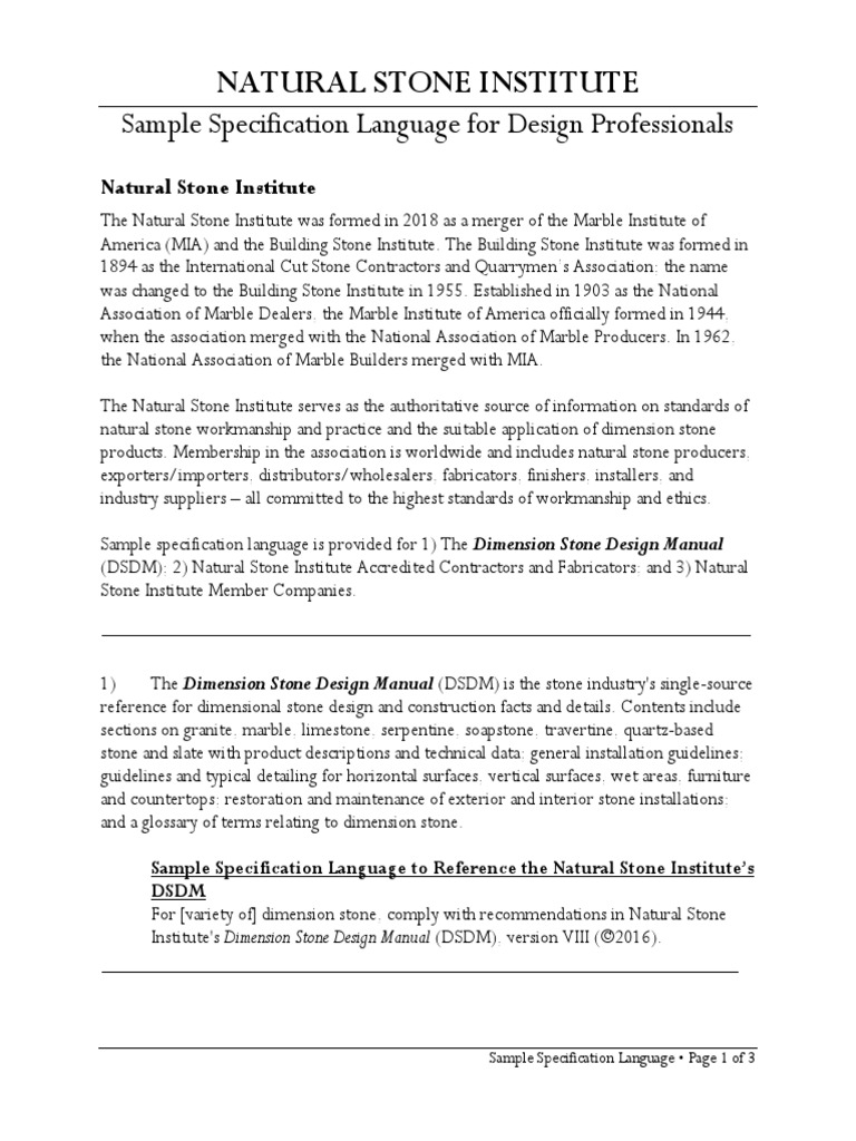Natural Stone Sample Specs PDF | Descargar gratis PDF | Specification ...