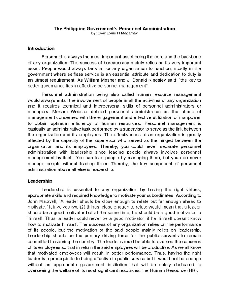 The Philippine Government's Personnel Administration | PDF | Human ...