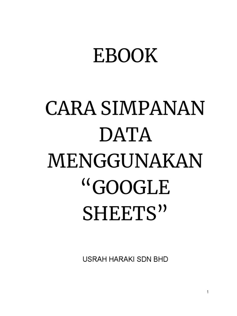 Ebook - Cara Simpanan Data Menggunakan "Google Sheets" | PDF