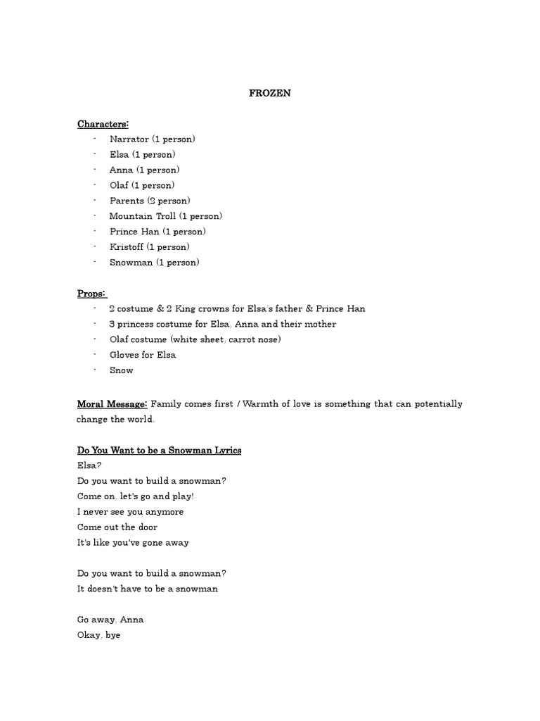 Frozen Script | PDF
