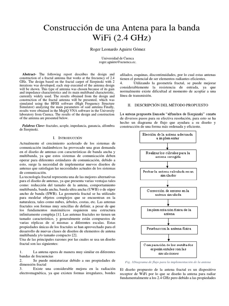 Diseño y construcción de una antena fractal de banda WiFi basada en la ...