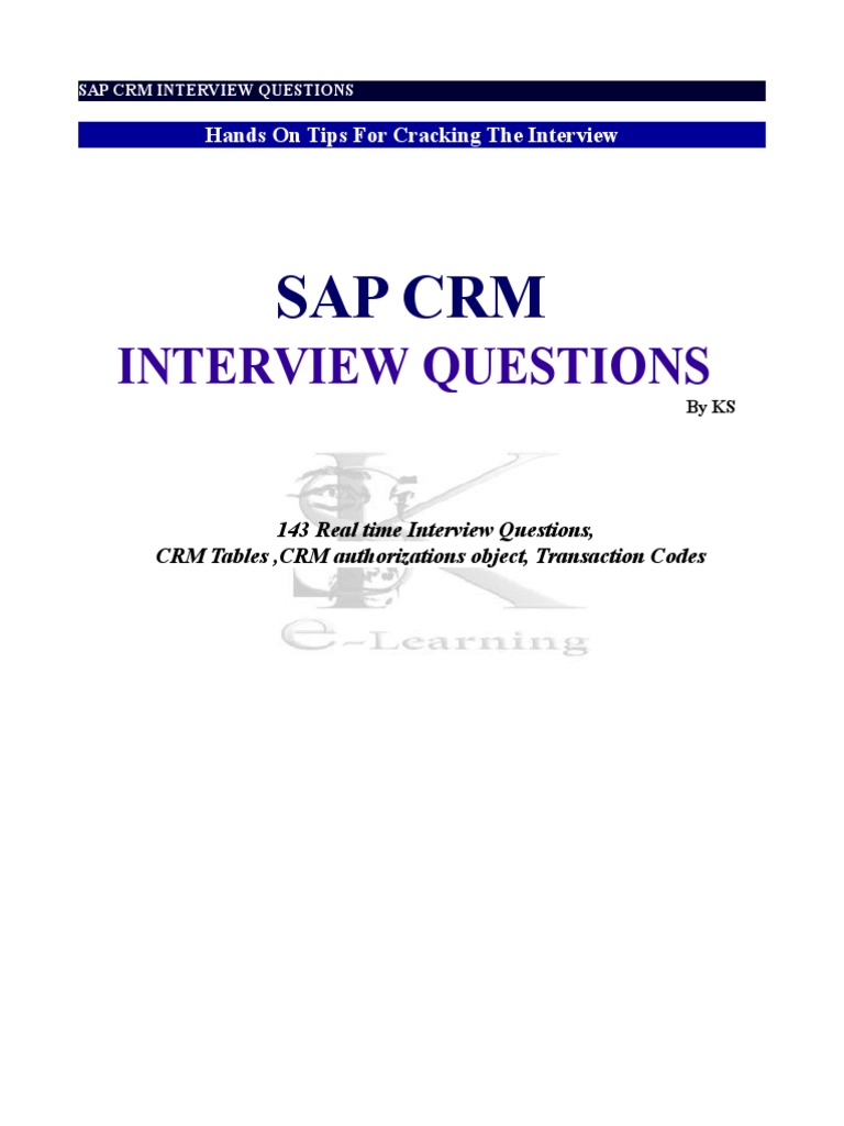 SAP CRM INTERVIEW QUESTIONS Hands On Tip PDF | PDF | Customer ...