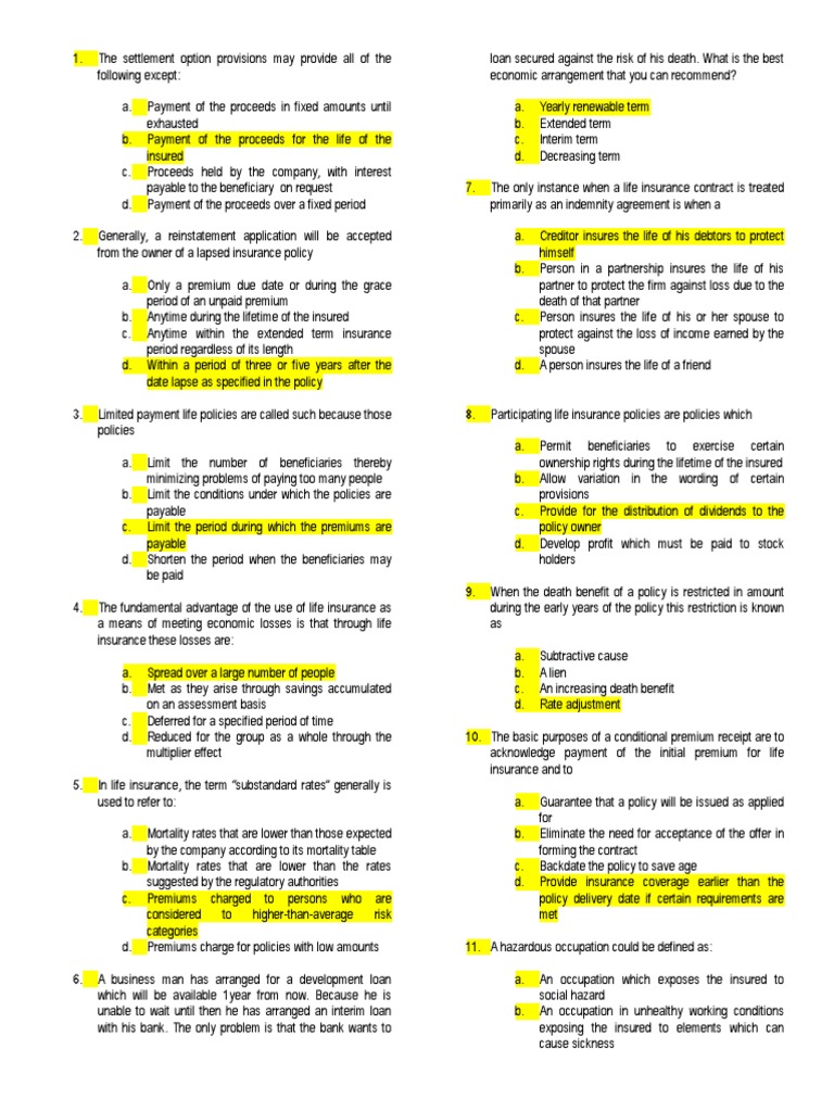 IC Exam Review 2 | Download Free PDF | Life Insurance | Insurance
