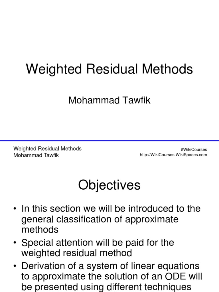 Weighted Residual Method - FEM | PDF | Finite Element Method | Equations