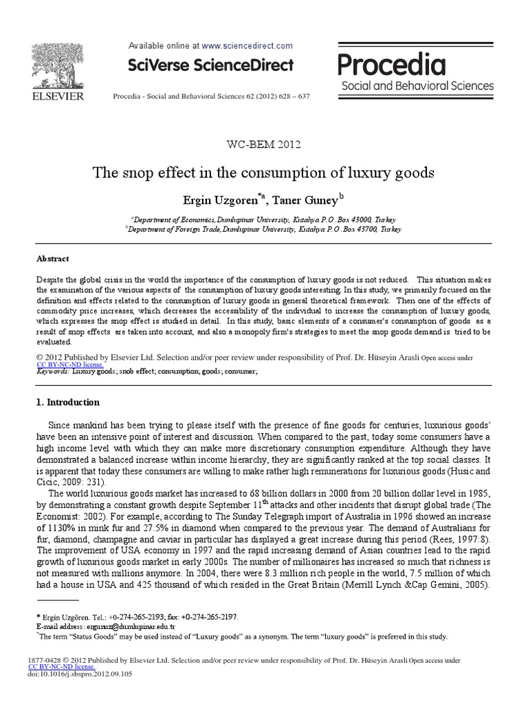 The Snop Effect in The Consumption of Luxury Goods PDF | PDF | Demand ...