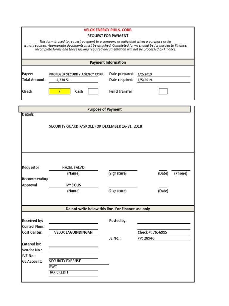 Revised Request For Payment Template | PDF | Payments | Services ...