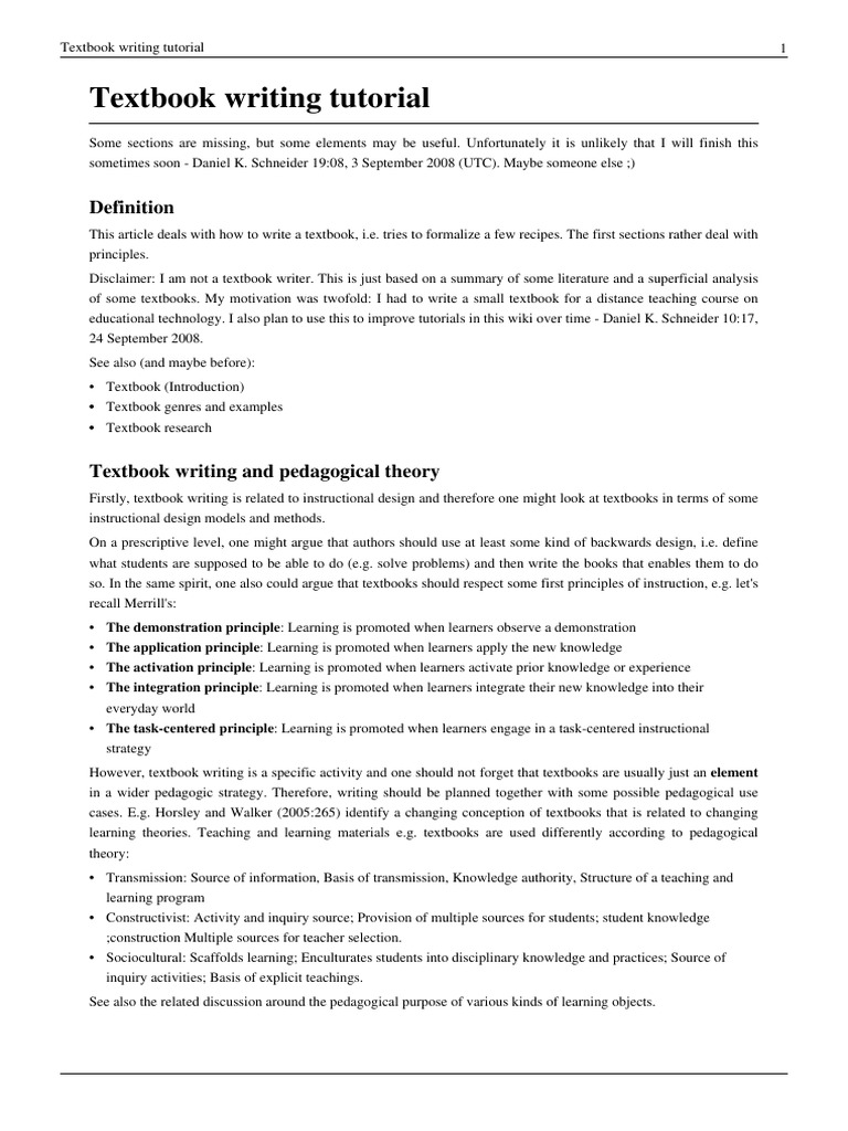 Textbook Writing Tutorial | PDF | Pedagogy | Reading Comprehension
