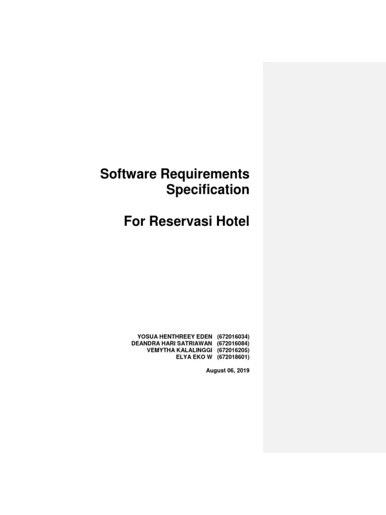 Srs Sistem Informasi Reservasi Hotel | PDF