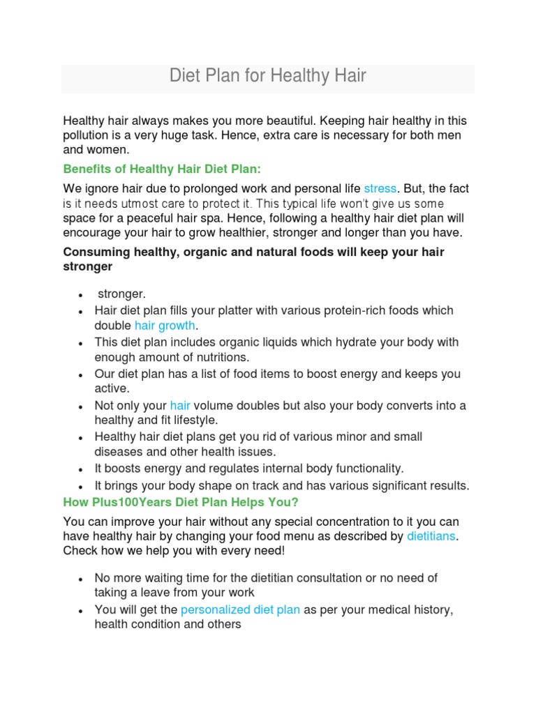 Indian Diet Plan for Healthy Hair | PDF | Wellness | Lifestyle