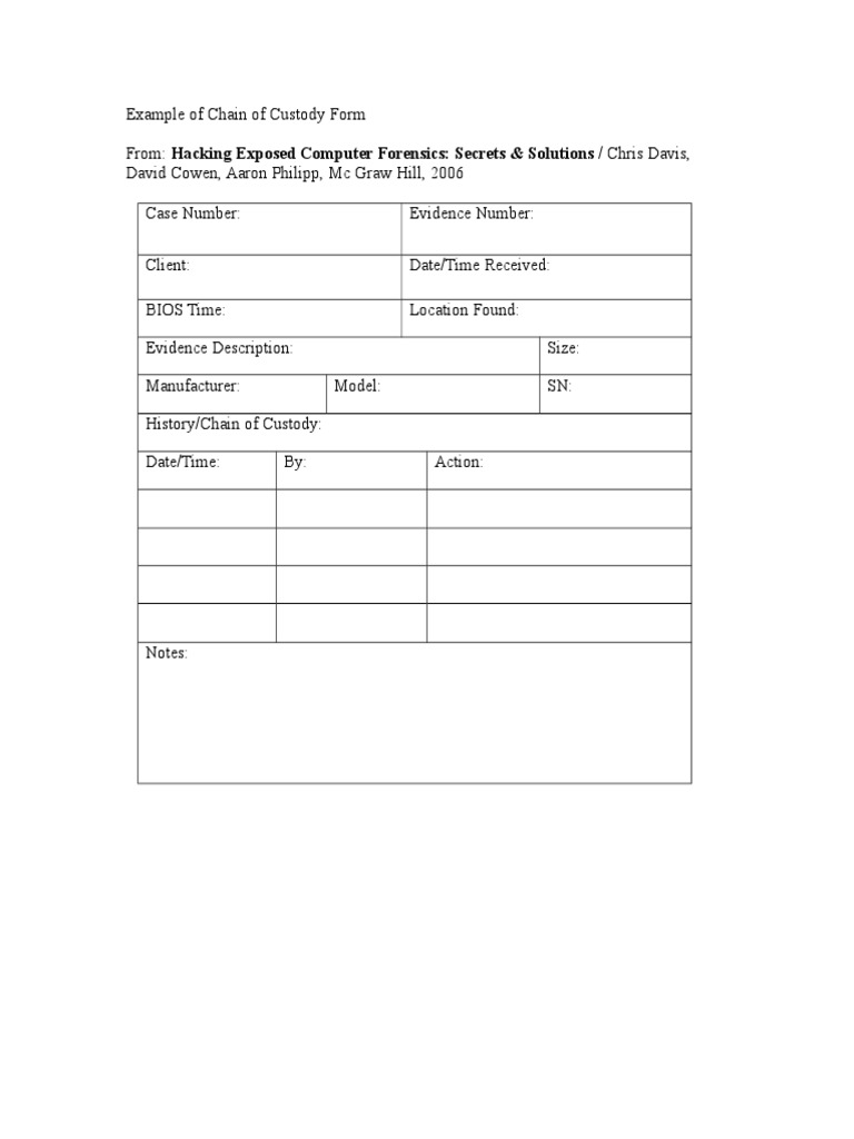 Example of Chain of Custody Form | PDF