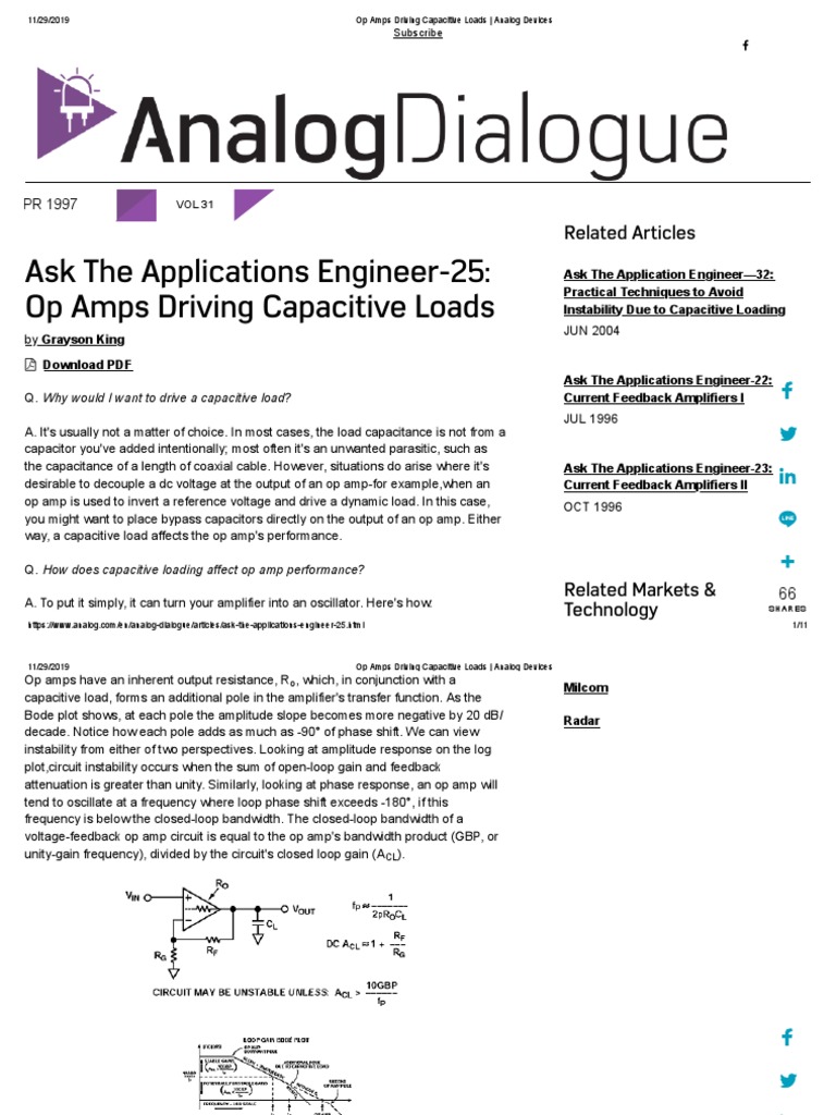 Op Amps Driving Capacitive Loads - Analog Devices | PDF | Amplifier ...