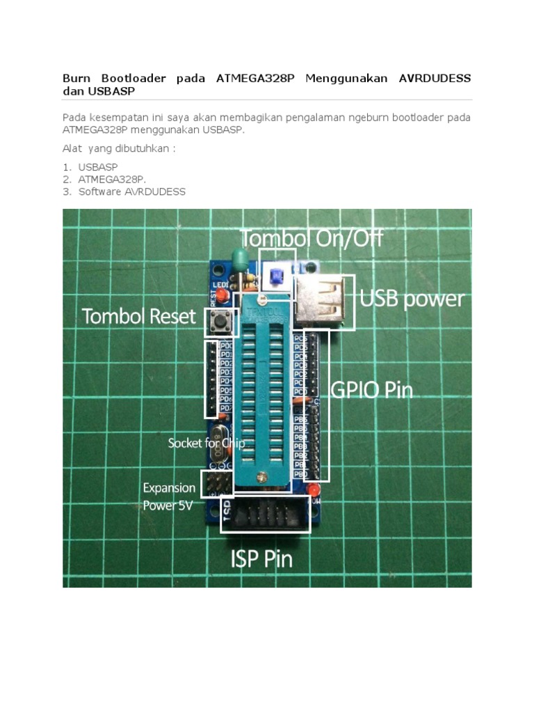 Burn Bootloader Pada ATMEGA328P Menggunakan AVRDUDESS Dan USBASP | PDF