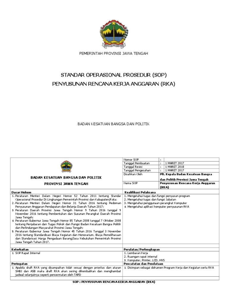 Sop Penyusunan Rka | PDF
