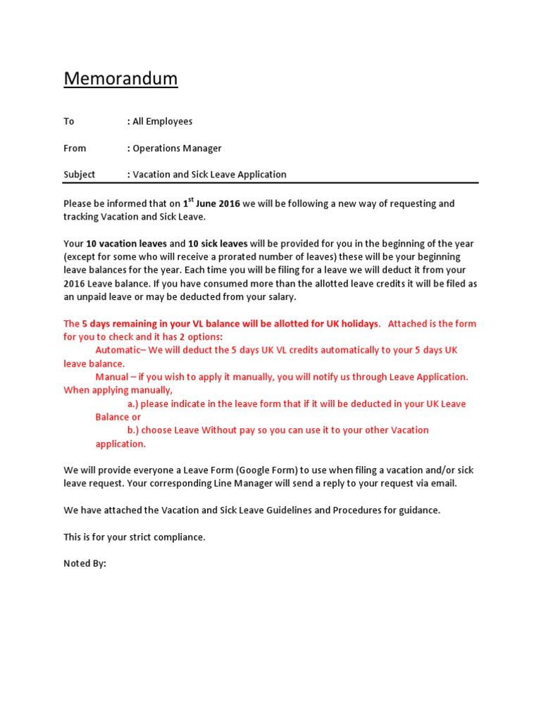 Memorandum VL and SL 2019 | PDF