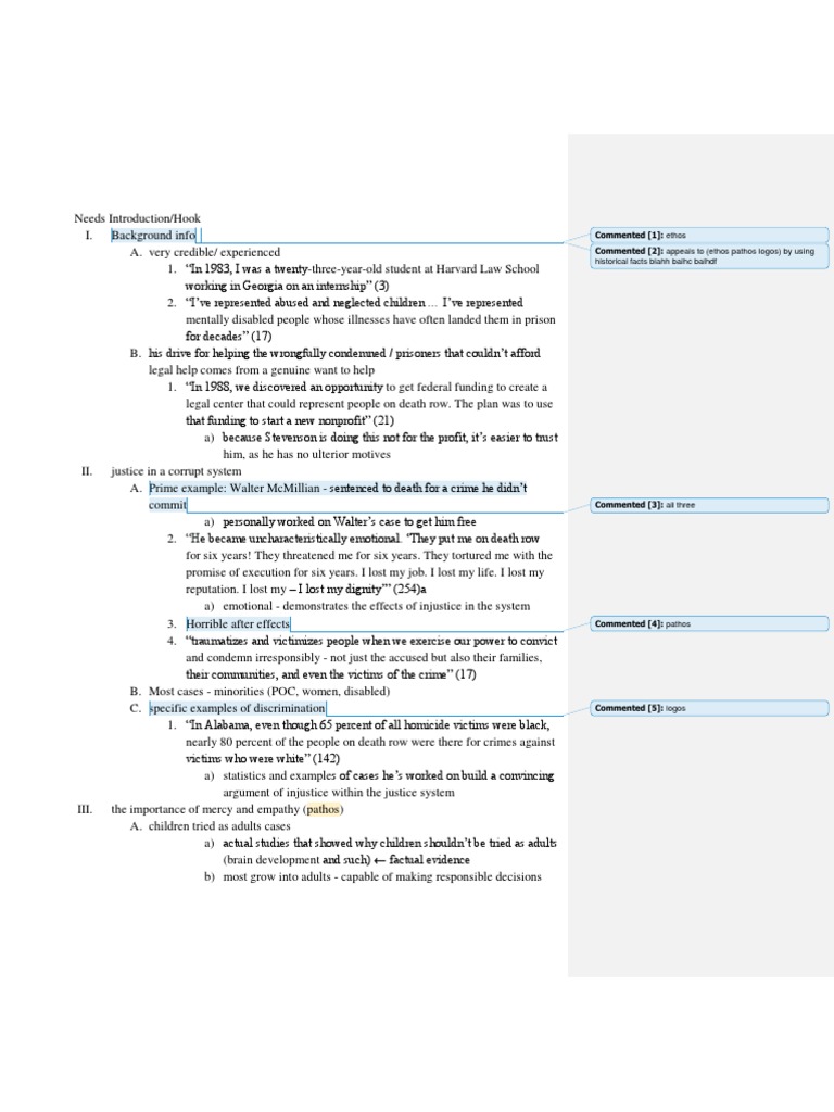Just Mercy Outline | PDF | Violence | Adolescence