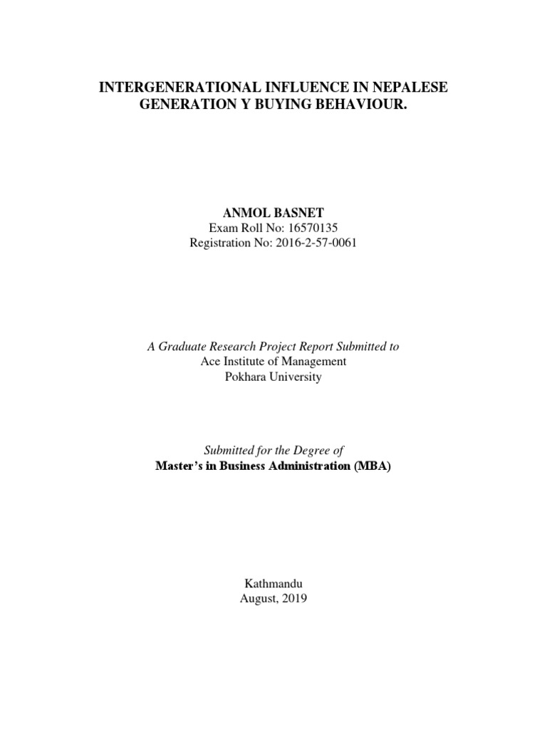Intergenerational Influence in Nepalese Generation y Buying Behaviour ...
