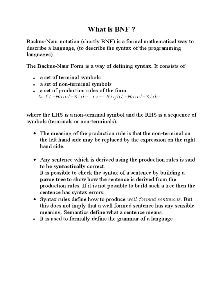 What is BNF and how does it define syntax | PDF | Teaching Mathematics ...