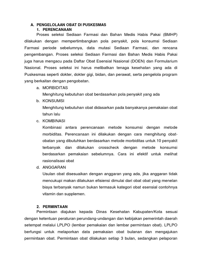 Pengelolaan Obat Di Puskesmas Pdf