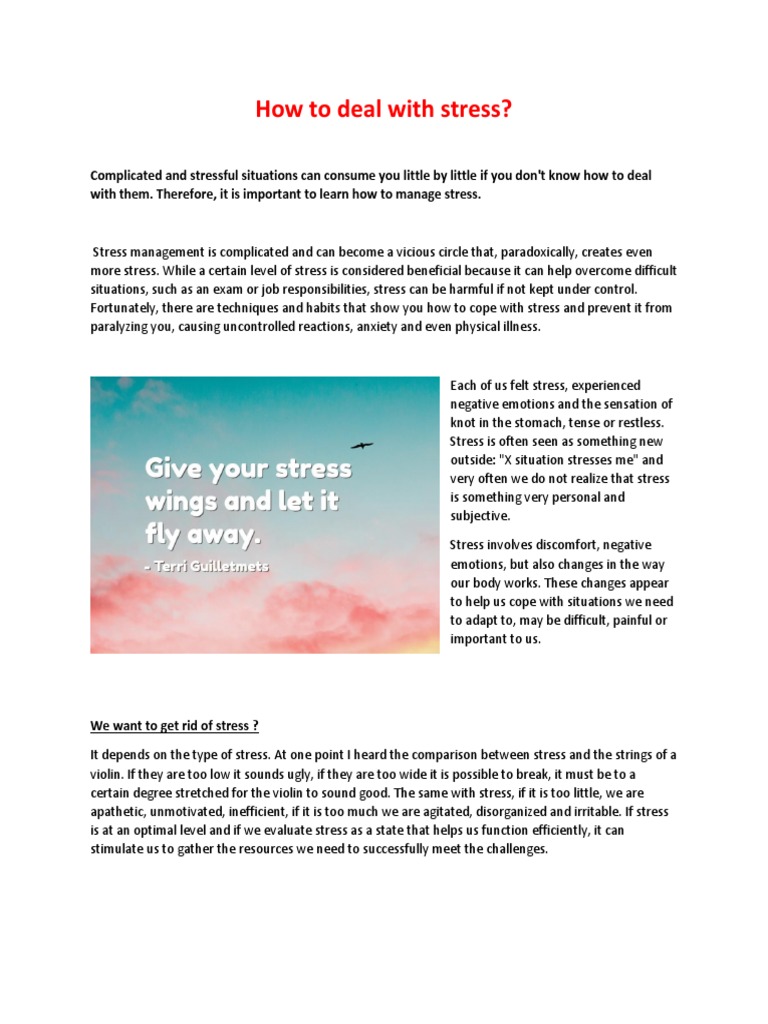 Send-How To Deal With Stress | PDF | Stress (Biology) | Behavioural ...