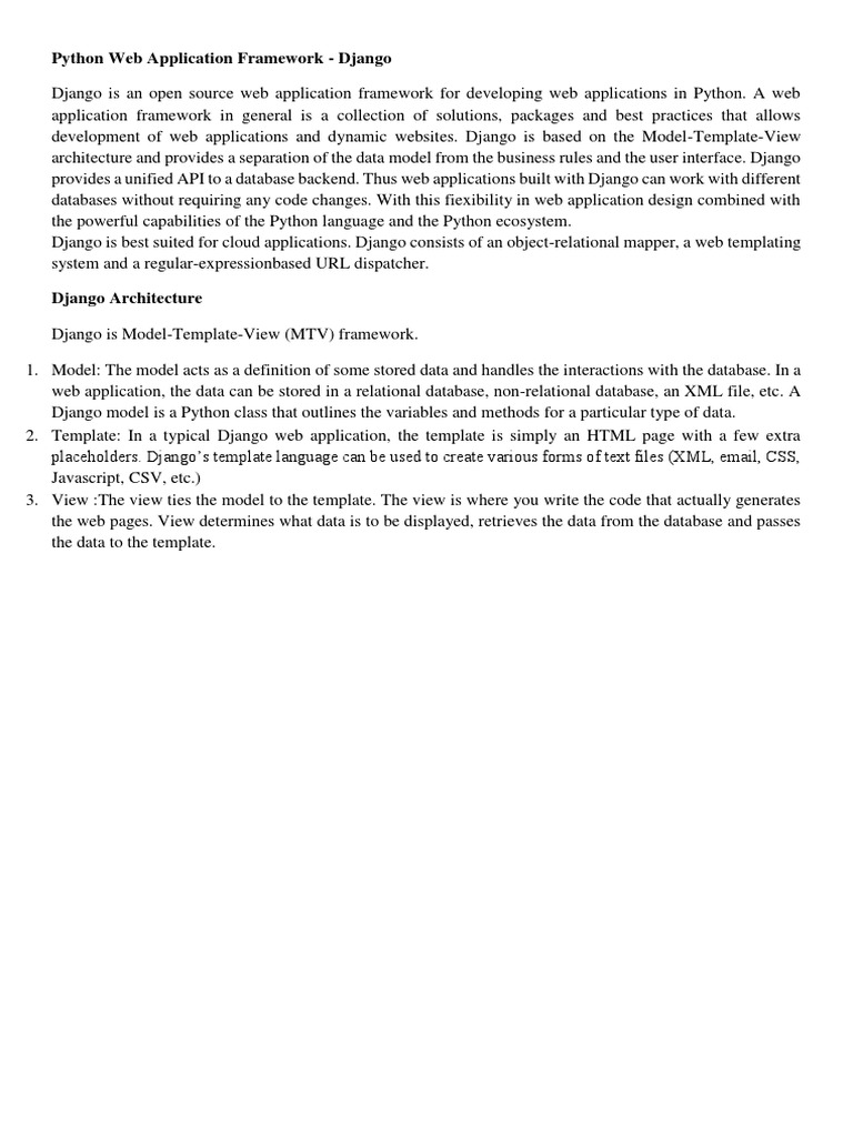 Django Architecture Pdf Art Technology And Engineering