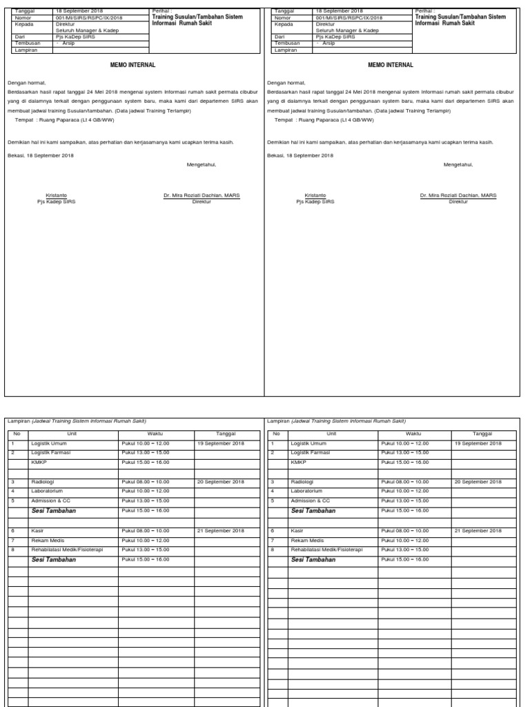Memo Training Sistem Tera (Susulan) - 1 PDF | PDF