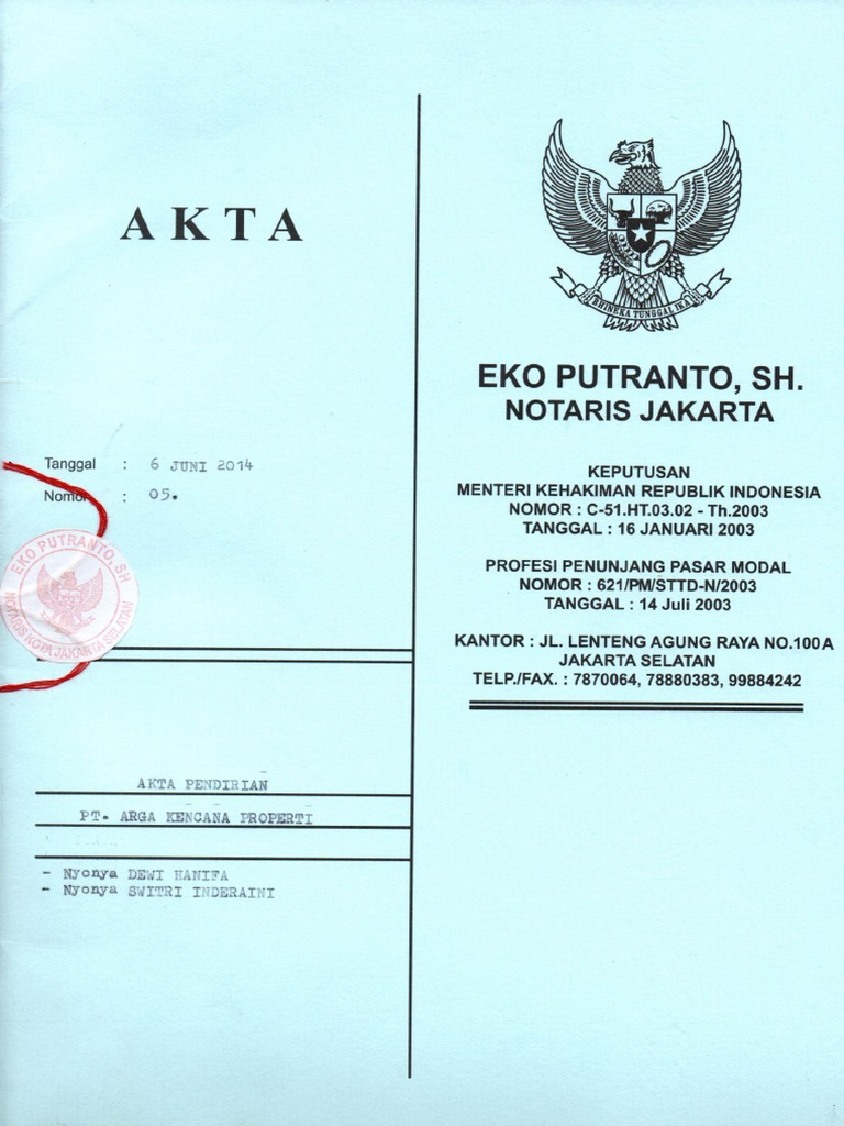 Akta Pendirian (SK Menkeh) PDF | PDF