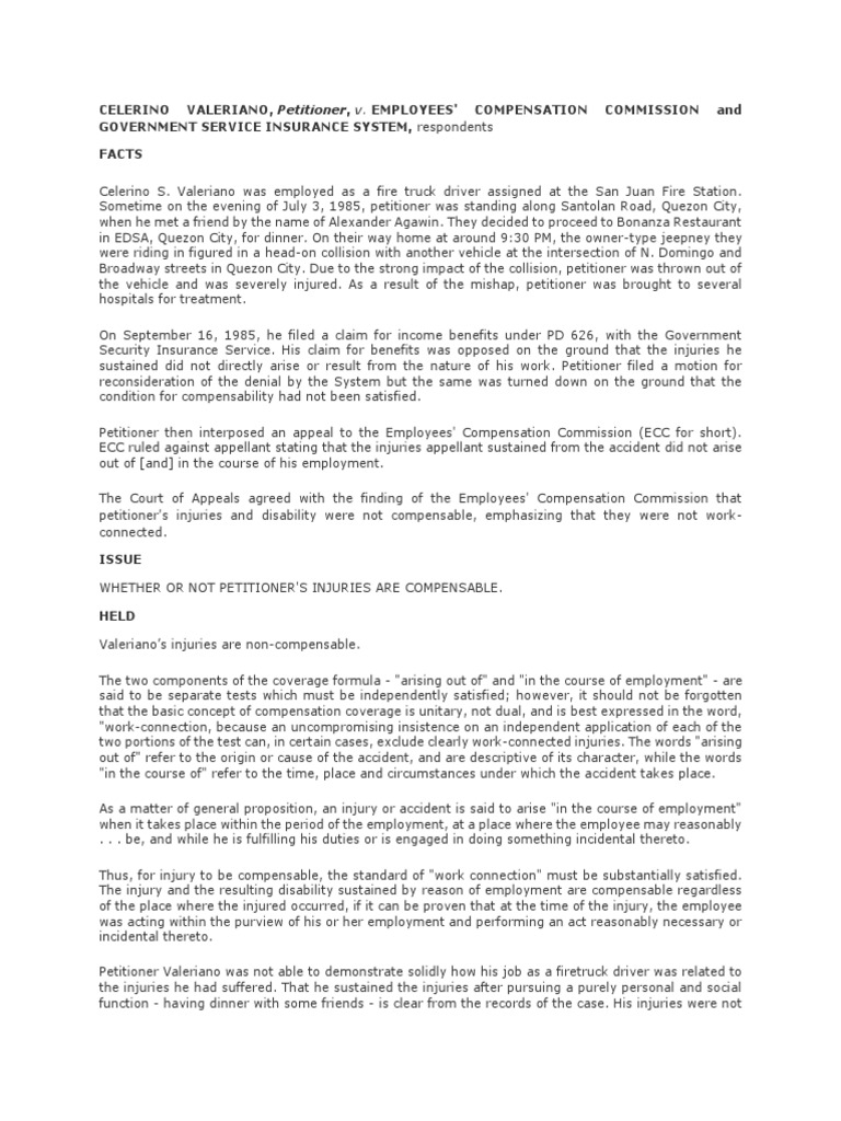 Non-Compensable Injury Ruling | PDF | Employment | Government